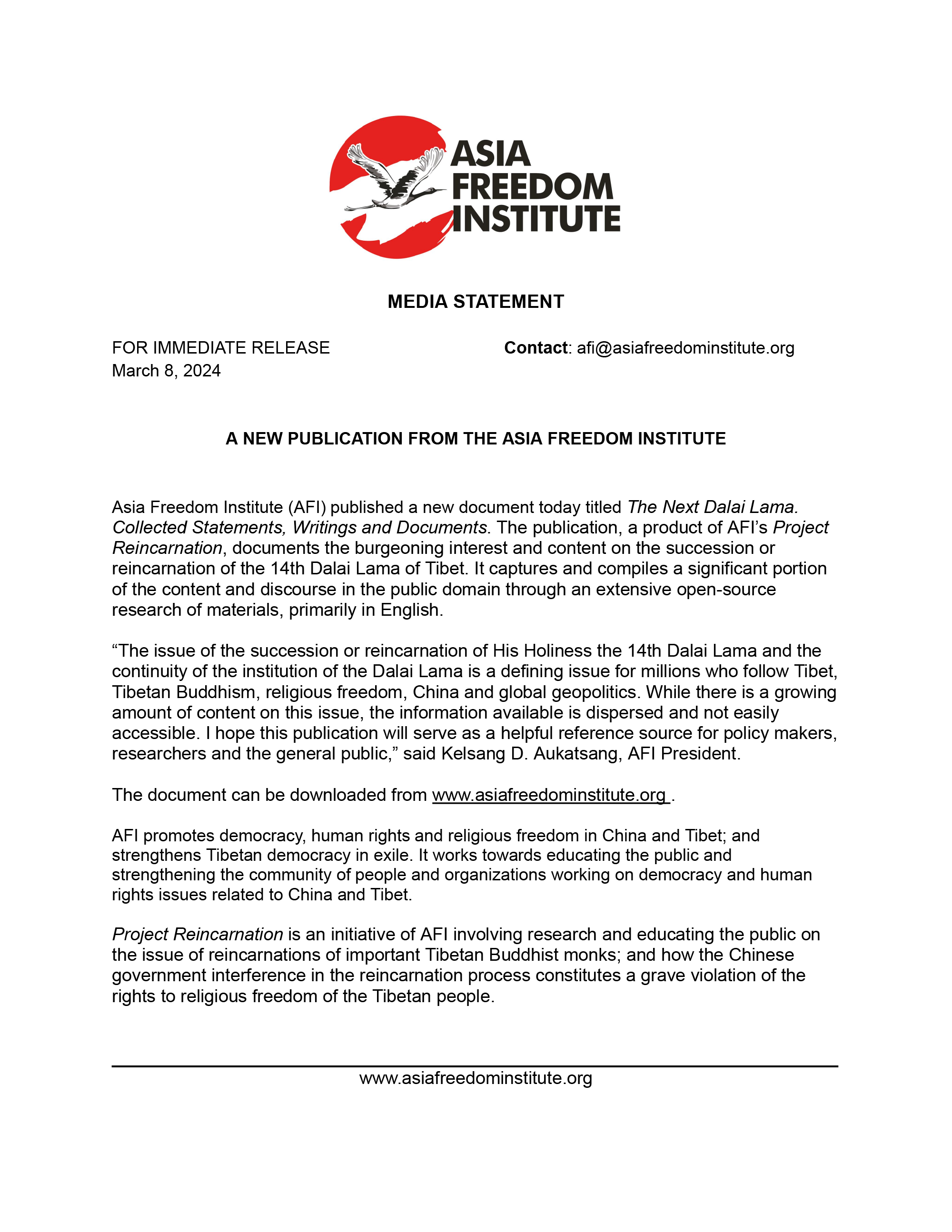 Statements | Asia Freedom Institute